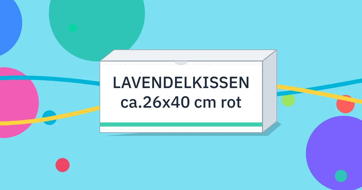 Symbolbild: Packung mit der Aufschrift LAVENDELKISSEN ca.26x40 cm rot (PZN 16619581) – Verfügbarkeit und Bezug in Apotheken in Frankfurt am Main