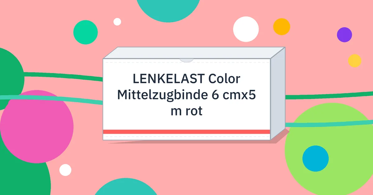 Symbolbild: Packung mit der Aufschrift LENKELAST Color Mittelzugbinde 6 cmx5 m rot (PZN 11606740) – Verfügbarkeit und Bezug in Apotheken in Frankfurt am Main