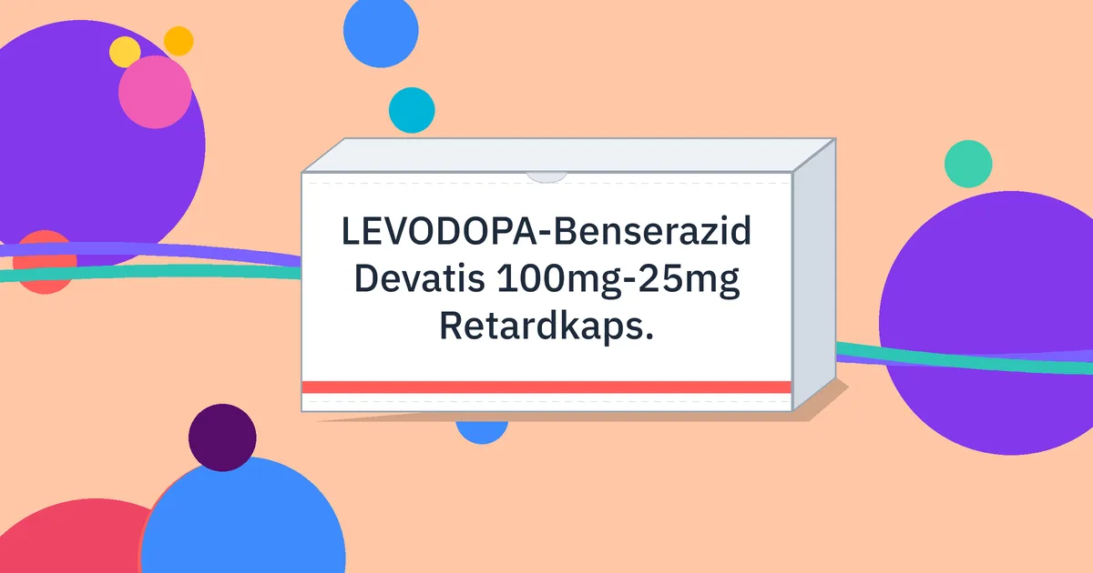 Symbolbild: Packung mit der Aufschrift LEVODOPA-Benserazid Devatis 100mg-25mg Retardkaps. (PZN 16856772) – Verfügbarkeit und Bezug in Apotheken in Frankfurt am Main