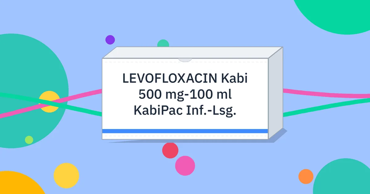 Symbolbild: Packung mit der Aufschrift LEVOFLOXACIN Kabi 500 mg-100 ml KabiPac Inf.-Lsg. (PZN 08819515) – Verfügbarkeit und Bezug in Apotheken in Frankfurt am Main