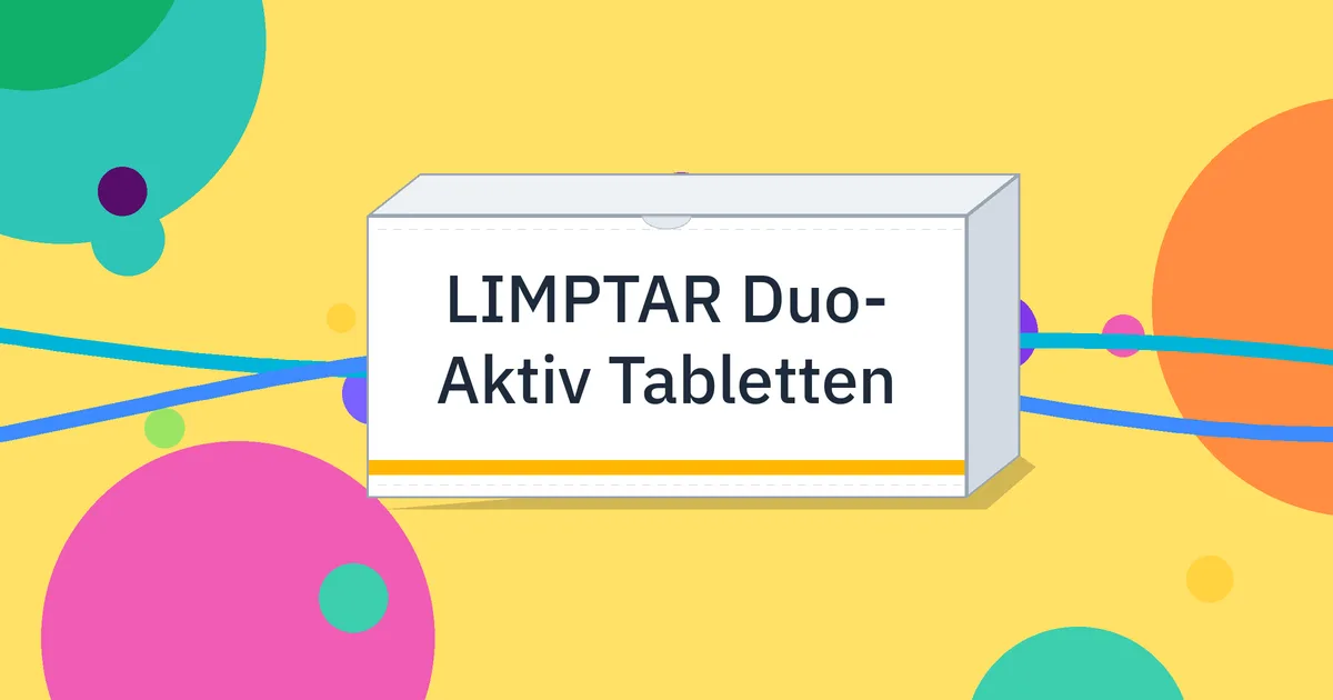 Symbolbild: Packung mit der Aufschrift LIMPTAR Duo-Aktiv Tabletten (PZN 07234913) – Verfügbarkeit und Bezug in Apotheken in Frankfurt am Main