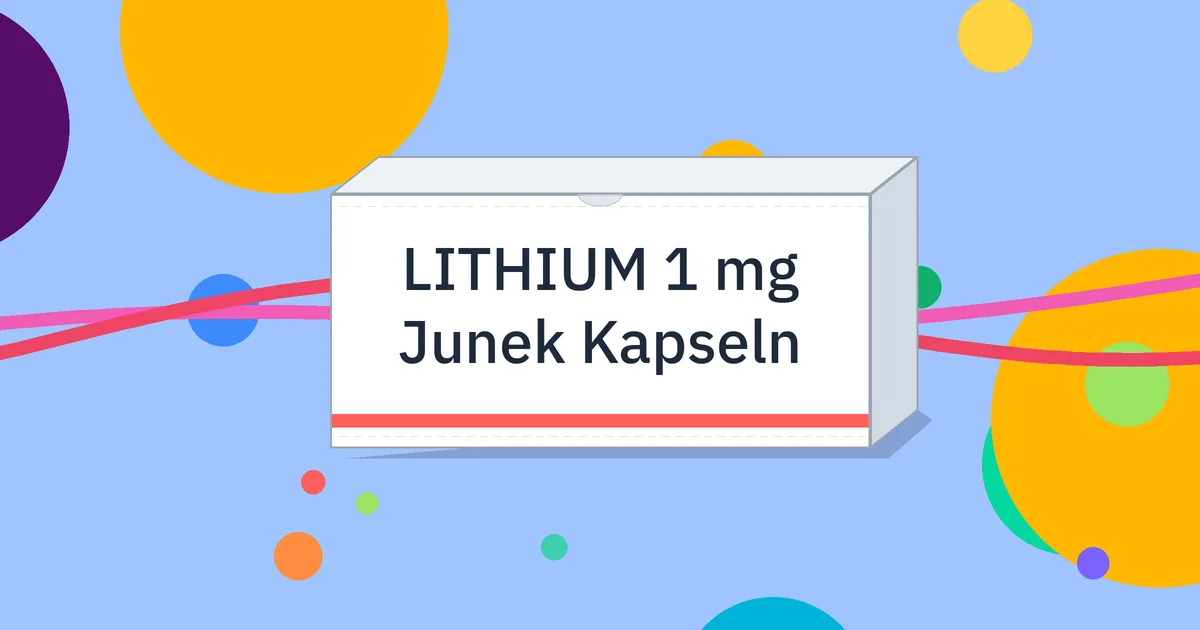 Symbolbild: Packung mit der Aufschrift LITHIUM 1 mg Junek Kapseln (PZN 19540845) – Verfügbarkeit und Bezug in Apotheken in Frankfurt am Main