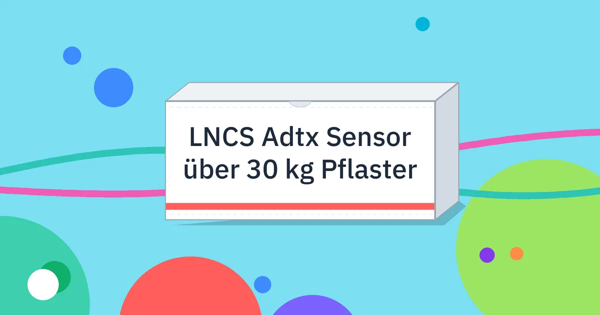 Symbolbild: Packung mit der Aufschrift LNCS Adtx Sensor über 30 kg Pflaster (PZN 04776619) – Verfügbarkeit und Bezug in Apotheken in Frankfurt am Main
