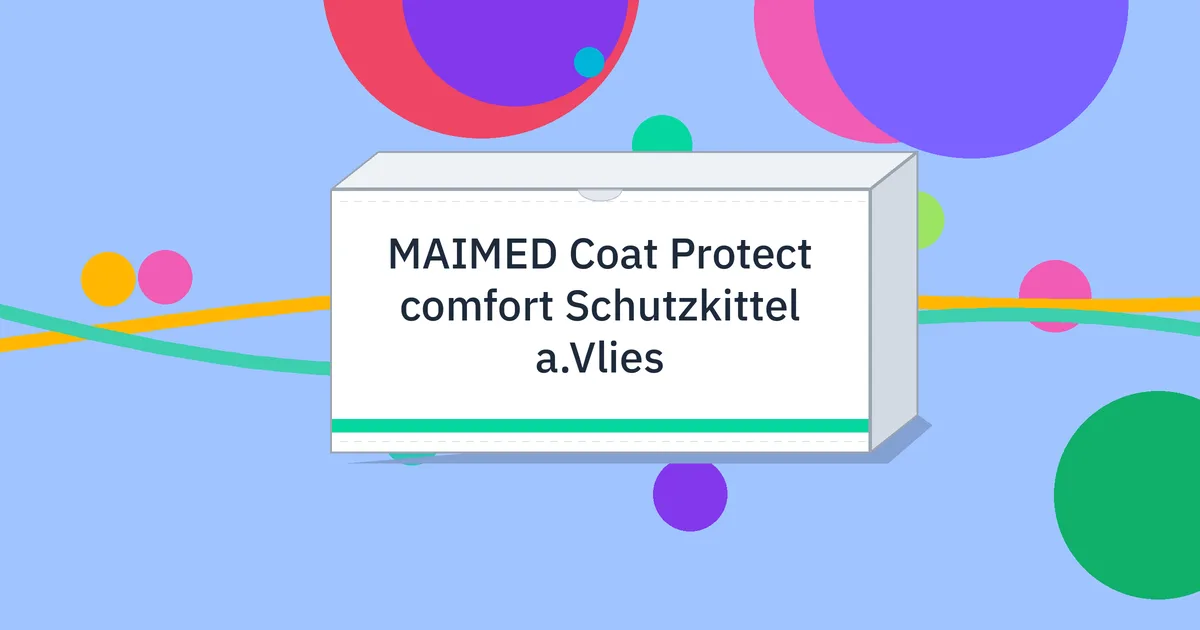Symbolbild: Packung mit der Aufschrift MAIMED Coat Protect comfort Schutzkittel a.Vlies (PZN 06113550) – Verfügbarkeit und Bezug in Apotheken in Frankfurt am Main