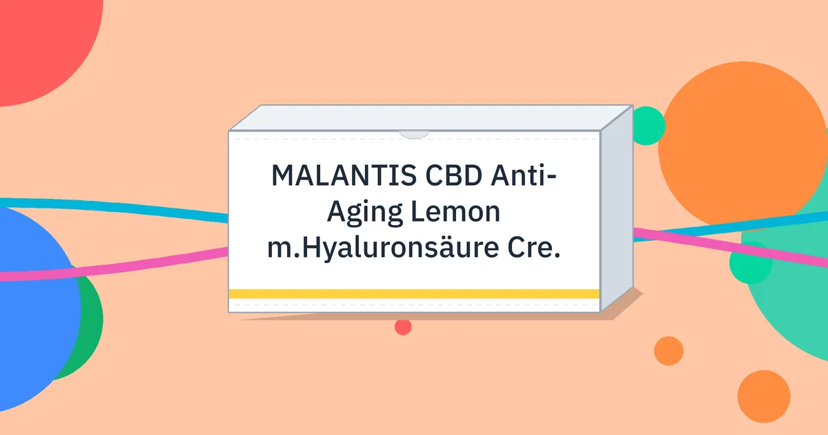 Symbolbild: Packung mit der Aufschrift MALANTIS CBD Anti-Aging Lemon m.Hyaluronsäure Cre. (PZN 18221380) – Verfügbarkeit und Bezug in Apotheken in Frankfurt am Main