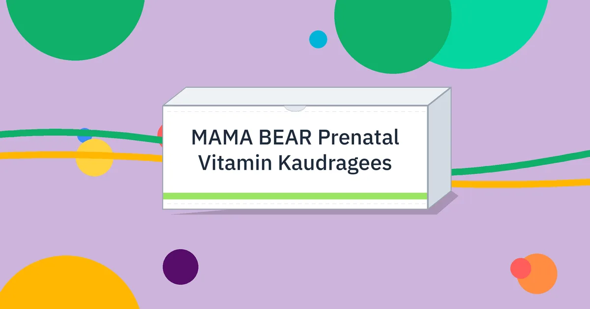 Symbolbild: Packung mit der Aufschrift MAMA BEAR Prenatal Vitamin Kaudragees (PZN 18230893) – Verfügbarkeit und Bezug in Apotheken in Frankfurt am Main