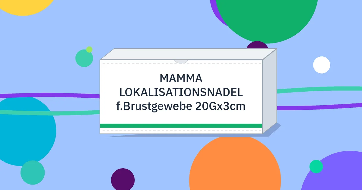 Symbolbild: Packung mit der Aufschrift MAMMA LOKALISATIONSNADEL f.Brustgewebe 20Gx3cm (PZN 00285209) – Verfügbarkeit und Bezug in Apotheken in Frankfurt am Main