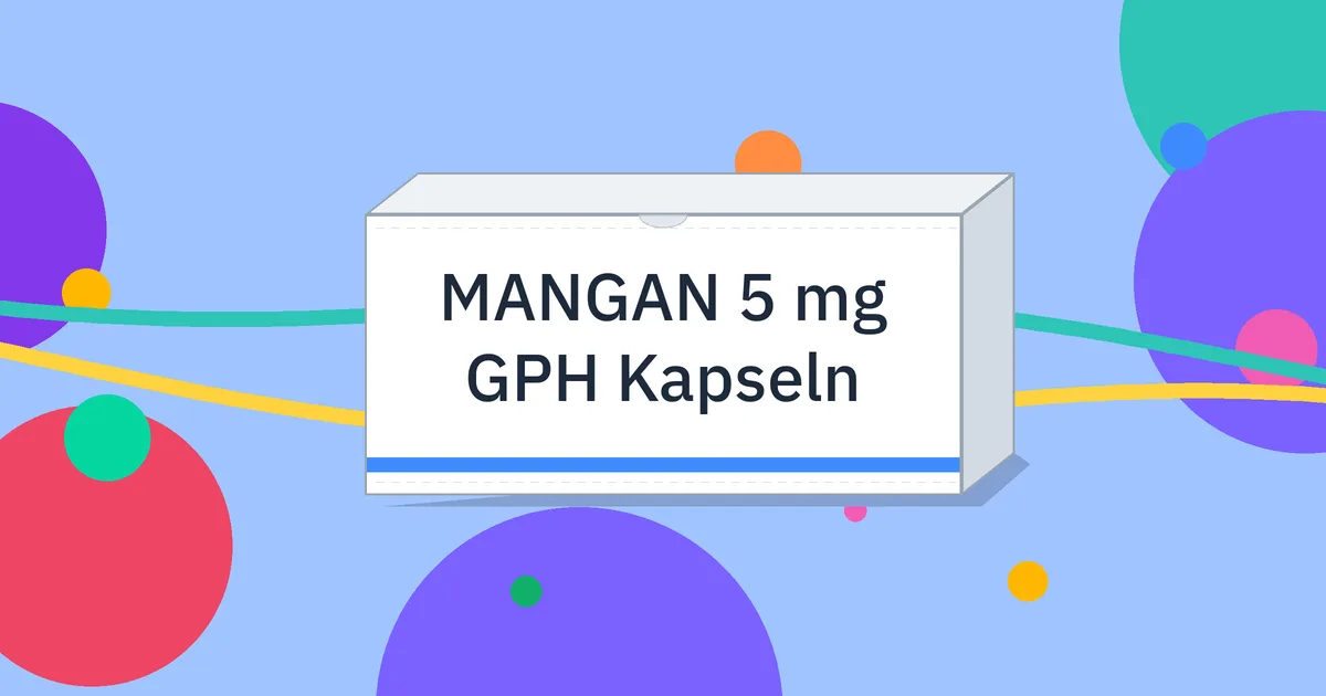 Symbolbild: Packung mit der Aufschrift MANGAN 5 mg GPH Kapseln (PZN 10015451) – Verfügbarkeit und Bezug in Apotheken in Frankfurt am Main