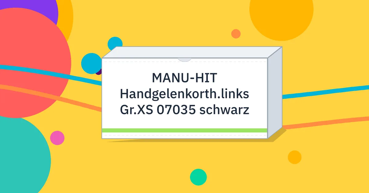 Symbolbild: Packung mit der Aufschrift MANU-HIT Handgelenkorth.links Gr.XS 07035 schwarz (PZN 03263674) – Verfügbarkeit und Bezug in Apotheken in Frankfurt am Main