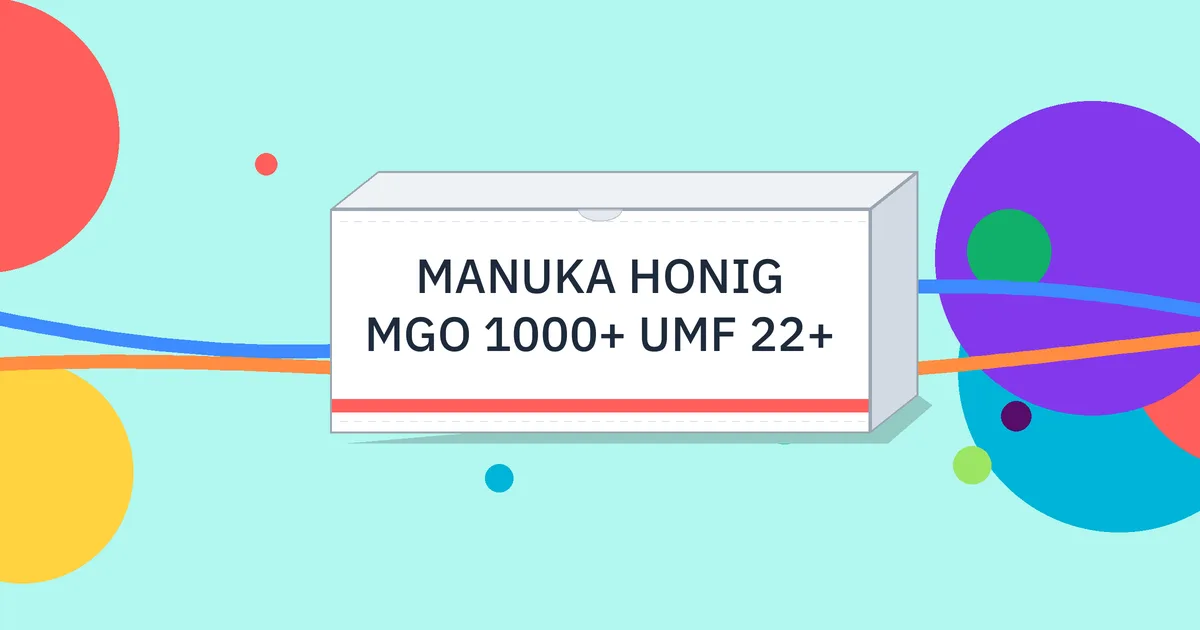 Symbolbild: Packung mit der Aufschrift MANUKA HONIG MGO 1000+ UMF 22+ (PZN 19646851) – Verfügbarkeit und Bezug in Apotheken in Frankfurt am Main