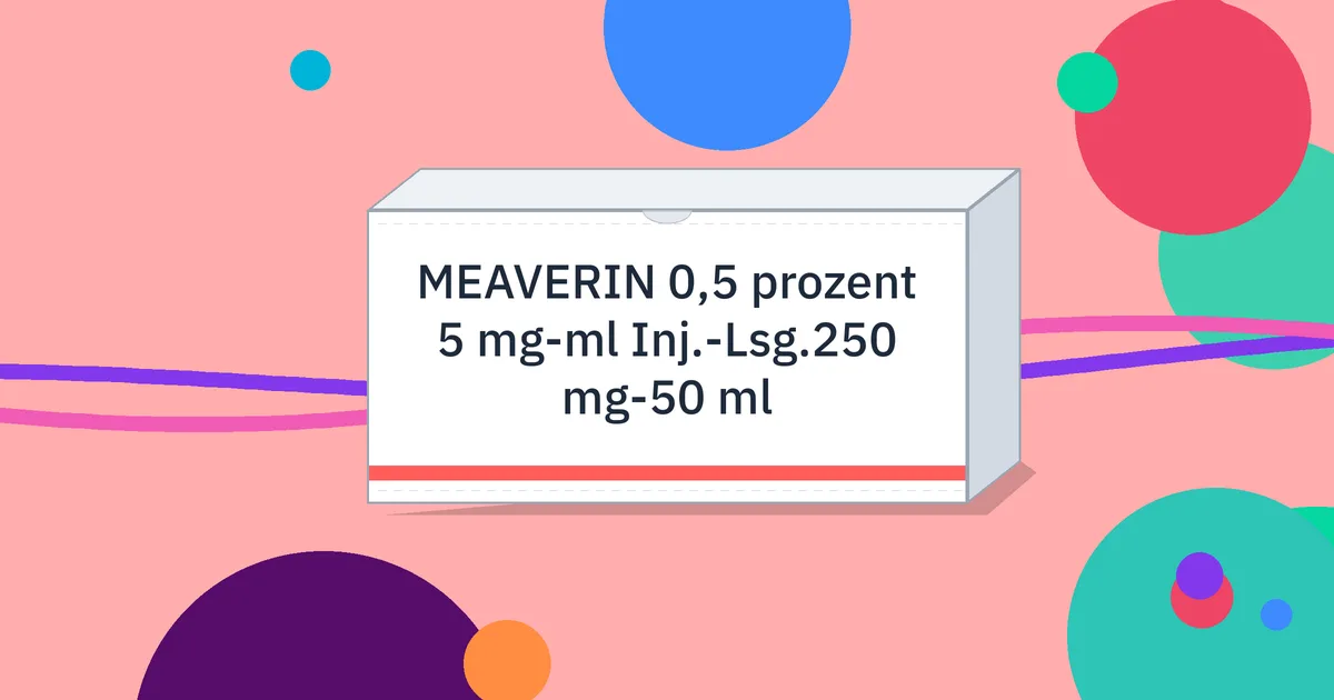 Symbolbild: Packung mit der Aufschrift MEAVERIN 0,5 prozent 5 mg-ml Inj.-Lsg.250 mg-50 ml (PZN 11356154) – Verfügbarkeit und Bezug in Apotheken in Frankfurt am Main