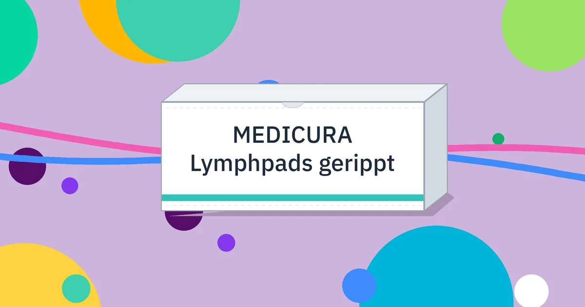 Symbolbild: Packung mit der Aufschrift MEDICURA Lymphpads gerippt (PZN 08620914) – Verfügbarkeit und Bezug in Apotheken in Frankfurt am Main