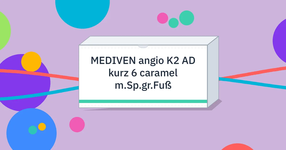 Symbolbild: Packung mit der Aufschrift MEDIVEN angio K2 AD kurz 6 caramel m.Sp.gr.Fuß (PZN 17211066) – Verfügbarkeit und Bezug in Apotheken in Frankfurt am Main