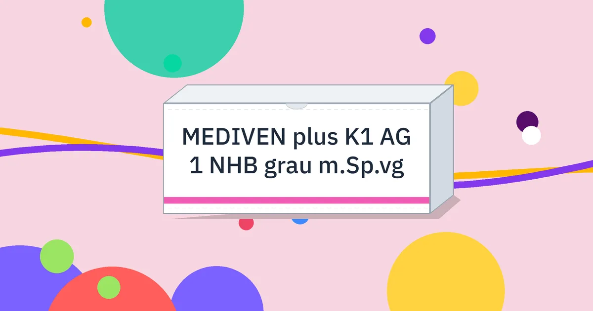 Symbolbild: Packung mit der Aufschrift MEDIVEN plus K1 AG 1 NHB grau m.Sp.vg (PZN 18938089) – Verfügbarkeit und Bezug in Apotheken in Frankfurt am Main
