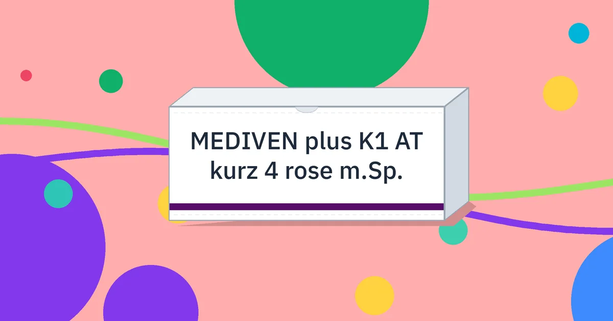 Symbolbild: Packung mit der Aufschrift MEDIVEN plus K1 AT kurz 4 rose m.Sp. (PZN 15026666) – Verfügbarkeit und Bezug in Apotheken in Frankfurt am Main