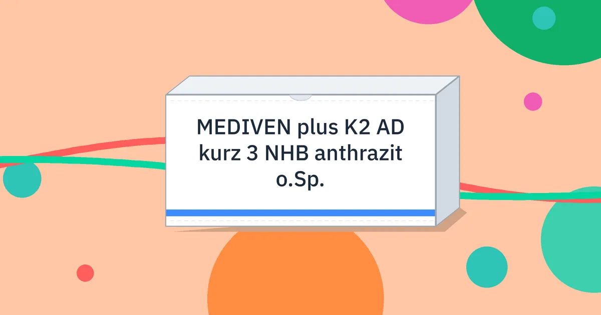 Symbolbild: Packung mit der Aufschrift MEDIVEN plus K2 AD kurz 3 NHB anthrazit o.Sp. (PZN 15924661) – Verfügbarkeit und Bezug in Apotheken in Frankfurt am Main