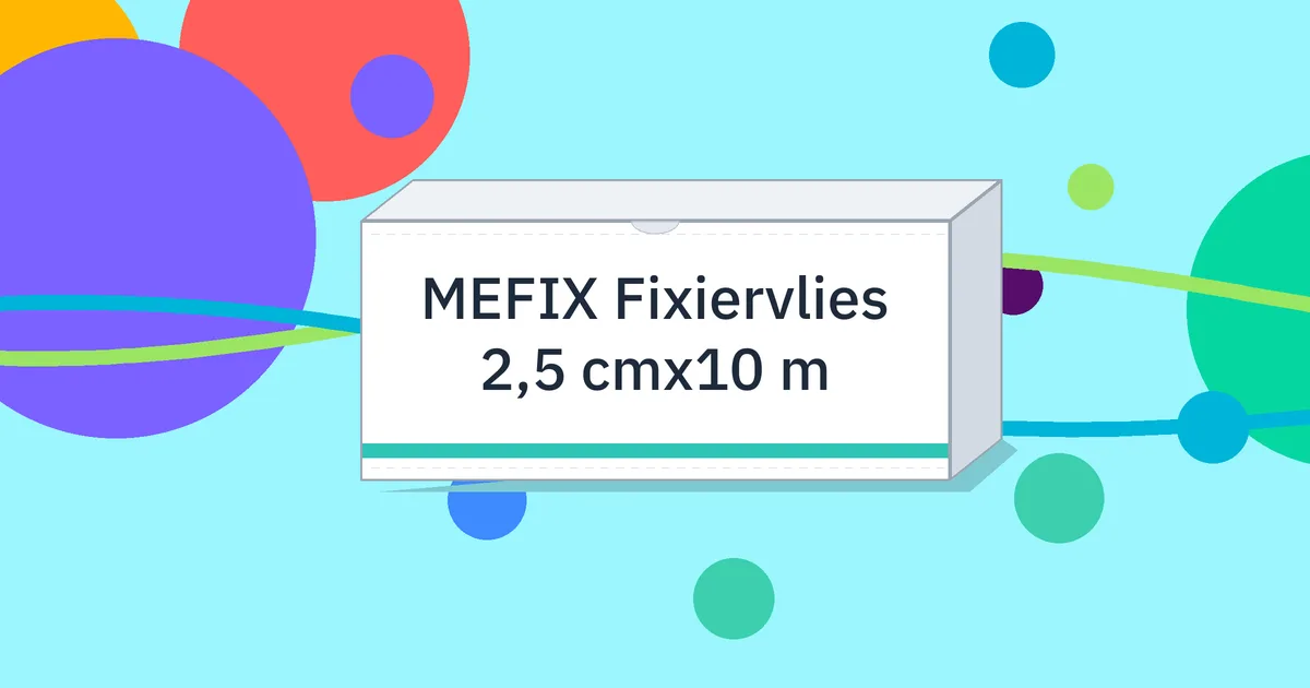Symbolbild: Packung mit der Aufschrift MEFIX Fixiervlies 2,5 cmx10 m (PZN 10263781) – Verfügbarkeit und Bezug in Apotheken in Frankfurt am Main