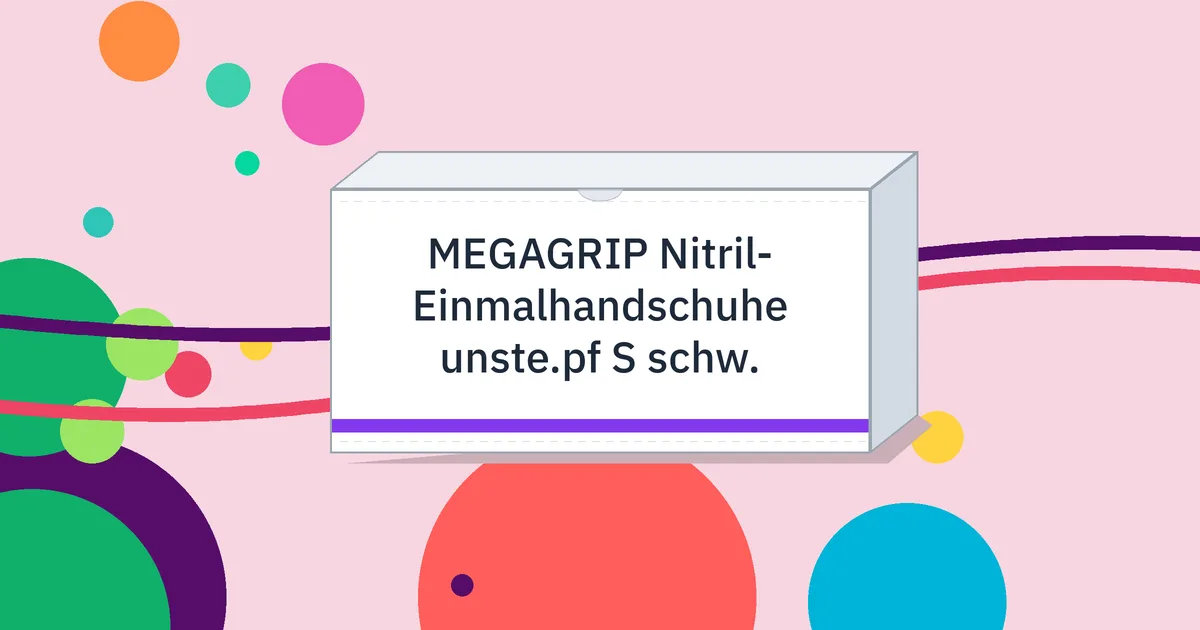 Symbolbild: Packung mit der Aufschrift MEGAGRIP Nitril-Einmalhandschuhe unste.pf S schw. (PZN 16733526) – Verfügbarkeit und Bezug in Apotheken in Frankfurt am Main