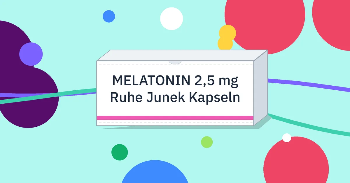Symbolbild: Packung mit der Aufschrift MELATONIN 2,5 mg Ruhe Junek Kapseln (PZN 17900216) – Verfügbarkeit und Bezug in Apotheken in Frankfurt am Main