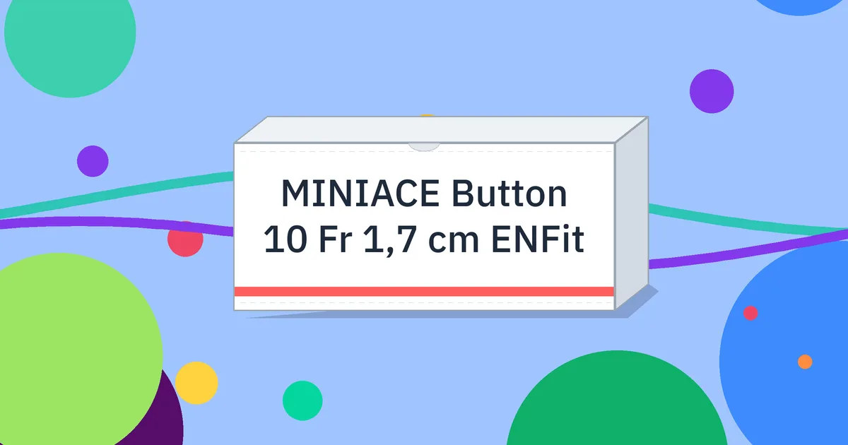 Symbolbild: Packung mit der Aufschrift MINIACE Button 10 Fr 1,7 cm ENFit (PZN 16952961) – Verfügbarkeit und Bezug in Apotheken in Frankfurt am Main