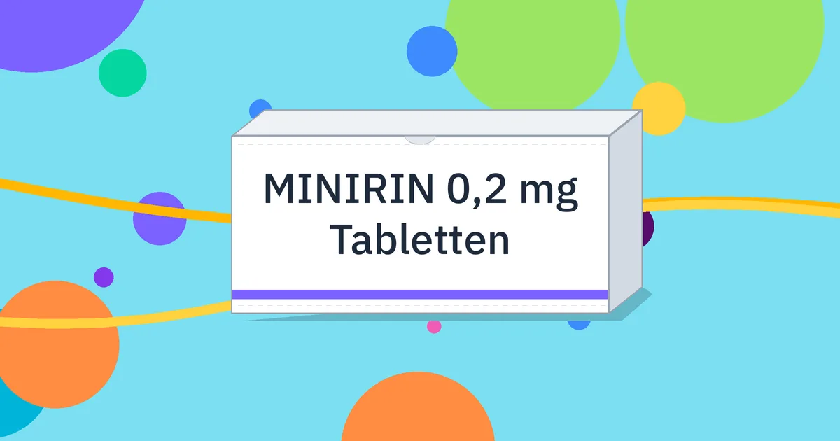Symbolbild: Packung mit der Aufschrift MINIRIN 0,2 mg Tabletten (PZN 07382720) – Verfügbarkeit und Bezug in Apotheken in Frankfurt am Main