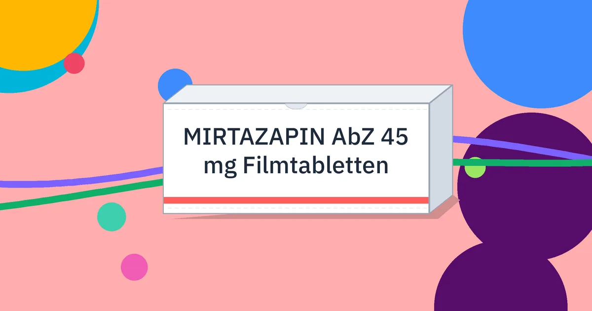 Symbolbild: Packung mit der Aufschrift MIRTAZAPIN AbZ 45 mg Filmtabletten (PZN 03123217) – Verfügbarkeit und Bezug in Apotheken in Frankfurt am Main