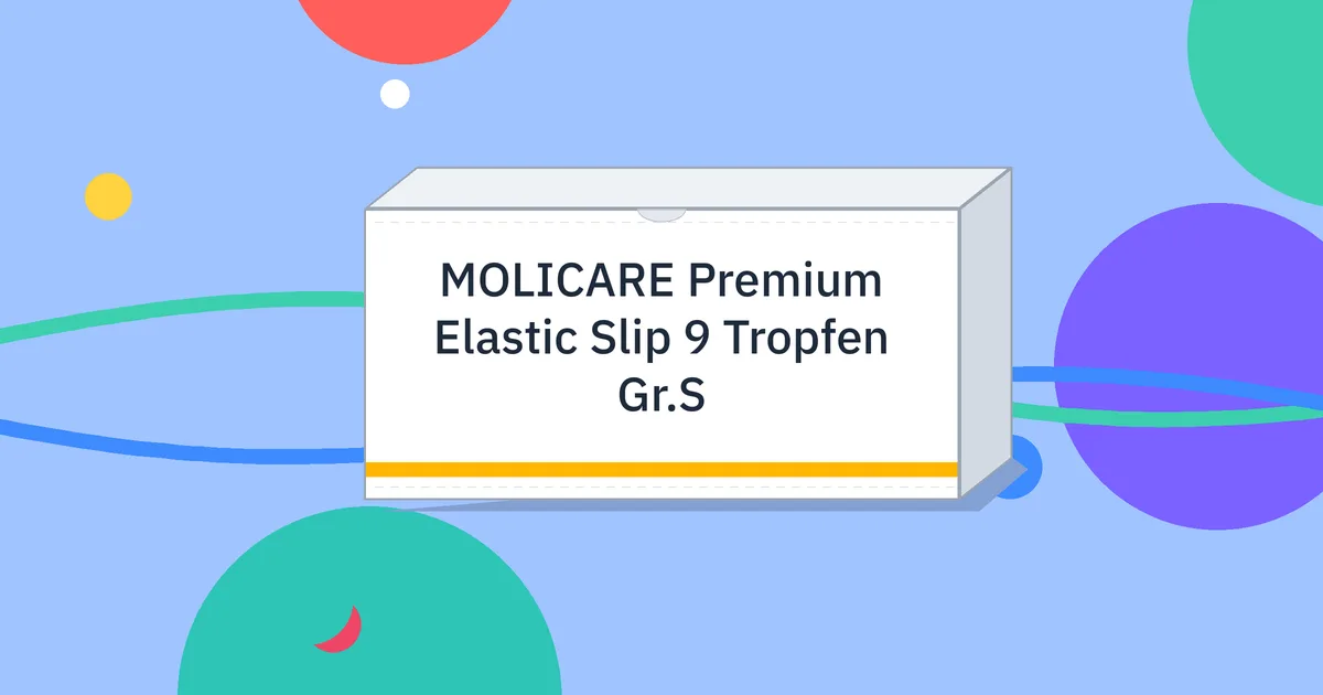 Symbolbild: Packung mit der Aufschrift MOLICARE Premium Elastic Slip 9 Tropfen Gr.S (PZN 15783953) – Verfügbarkeit und Bezug in Apotheken in Frankfurt am Main
