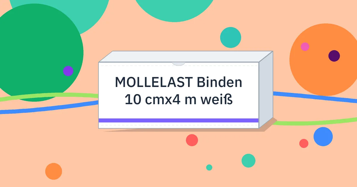 Symbolbild: Packung mit der Aufschrift MOLLELAST Binden 10 cmx4 m weiß (PZN 04781572) – Verfügbarkeit und Bezug in Apotheken in Frankfurt am Main