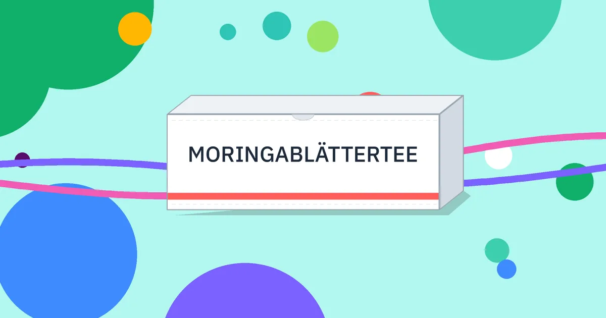 Symbolbild: Packung mit der Aufschrift MORINGABLÄTTERTEE (PZN 16234941) – Verfügbarkeit und Bezug in Apotheken in Frankfurt am Main