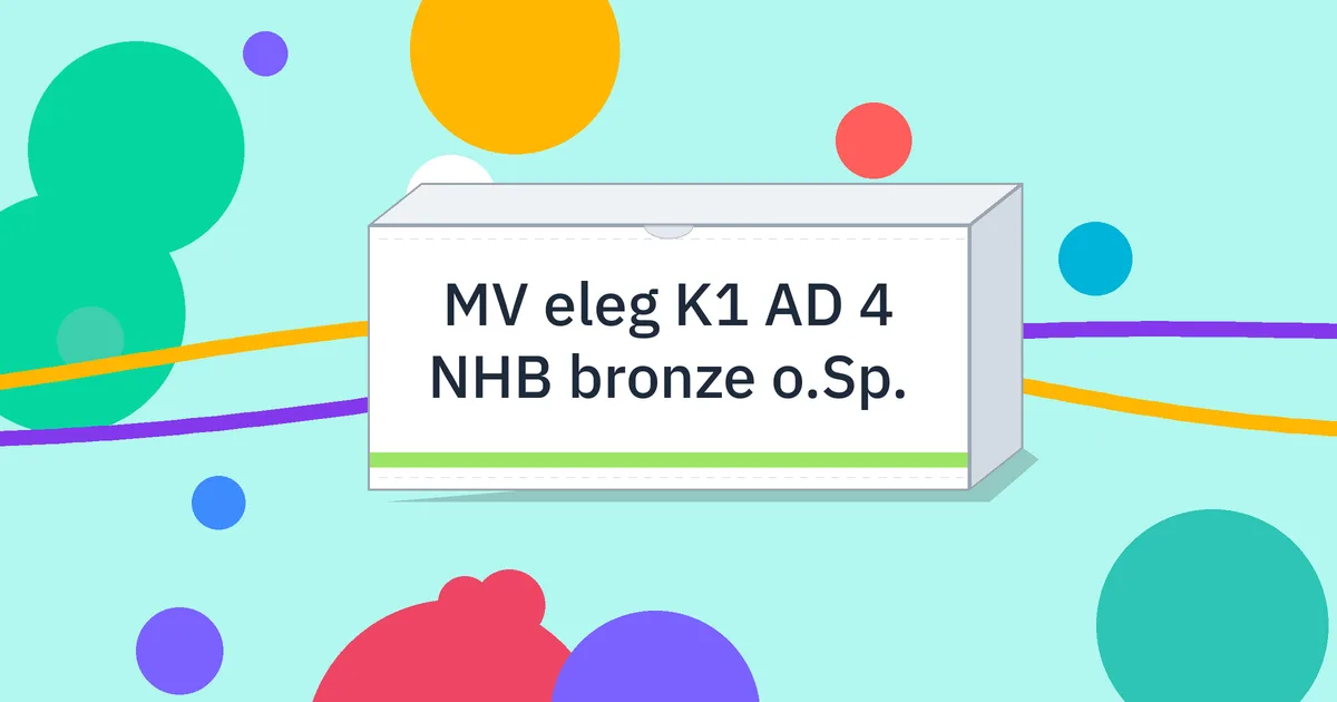 Symbolbild: Packung mit der Aufschrift MV eleg K1 AD 4 NHB bronze o.Sp. (PZN 15674862) – Verfügbarkeit und Bezug in Apotheken in Frankfurt am Main