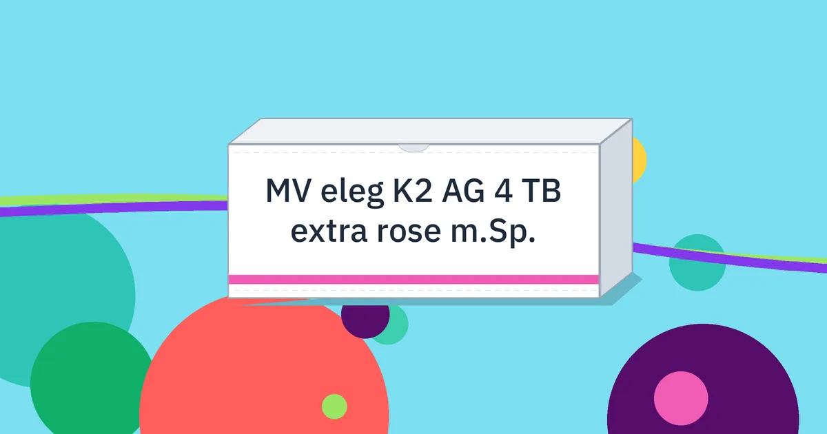 Symbolbild: Packung mit der Aufschrift MV eleg K2 AG 4 TB extra rose m.Sp. (PZN 14699251) – Verfügbarkeit und Bezug in Apotheken in Frankfurt am Main
