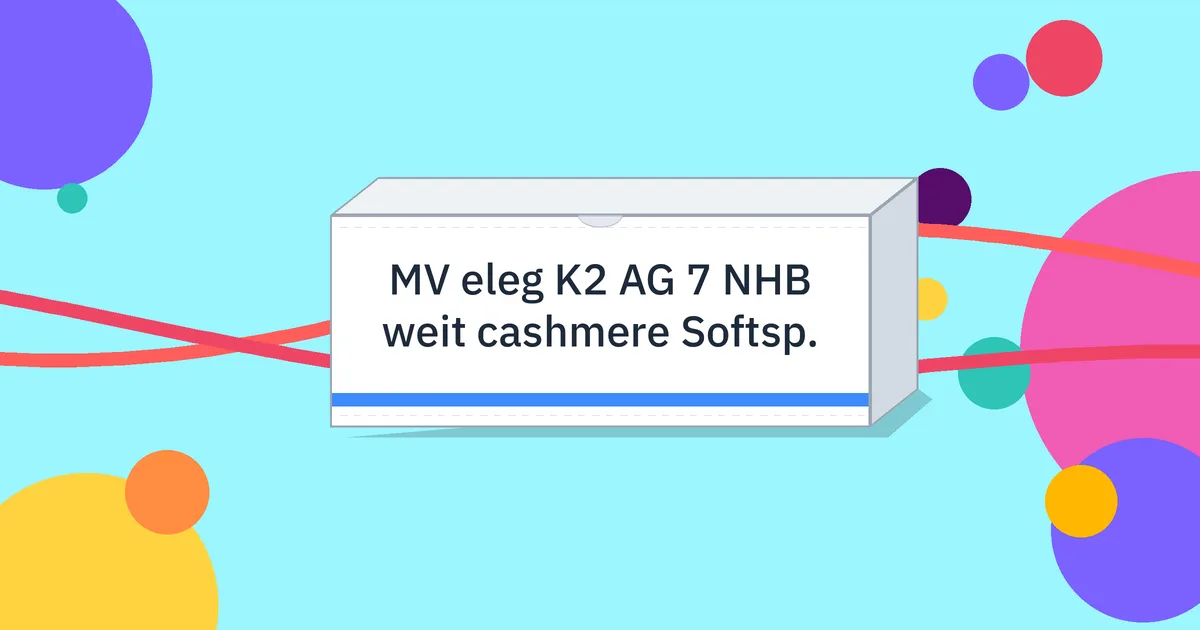 Symbolbild: Packung mit der Aufschrift MV eleg K2 AG 7 NHB weit cashmere Softsp. (PZN 15728411) – Verfügbarkeit und Bezug in Apotheken in Frankfurt am Main