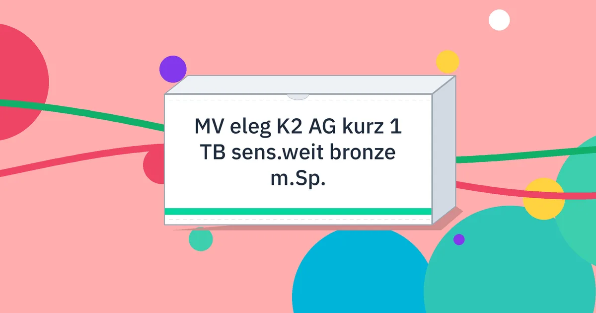 Symbolbild: Packung mit der Aufschrift MV eleg K2 AG kurz 1 TB sens.weit bronze m.Sp. (PZN 14716771) – Verfügbarkeit und Bezug in Apotheken in Frankfurt am Main