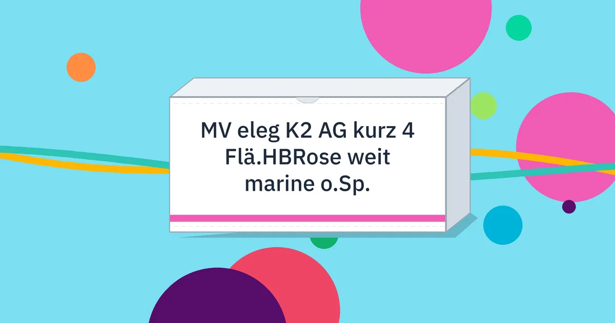 Symbolbild: Packung mit der Aufschrift MV eleg K2 AG kurz 4 Flä.HBRose weit marine o.Sp. (PZN 15706792) – Verfügbarkeit und Bezug in Apotheken in Frankfurt am Main
