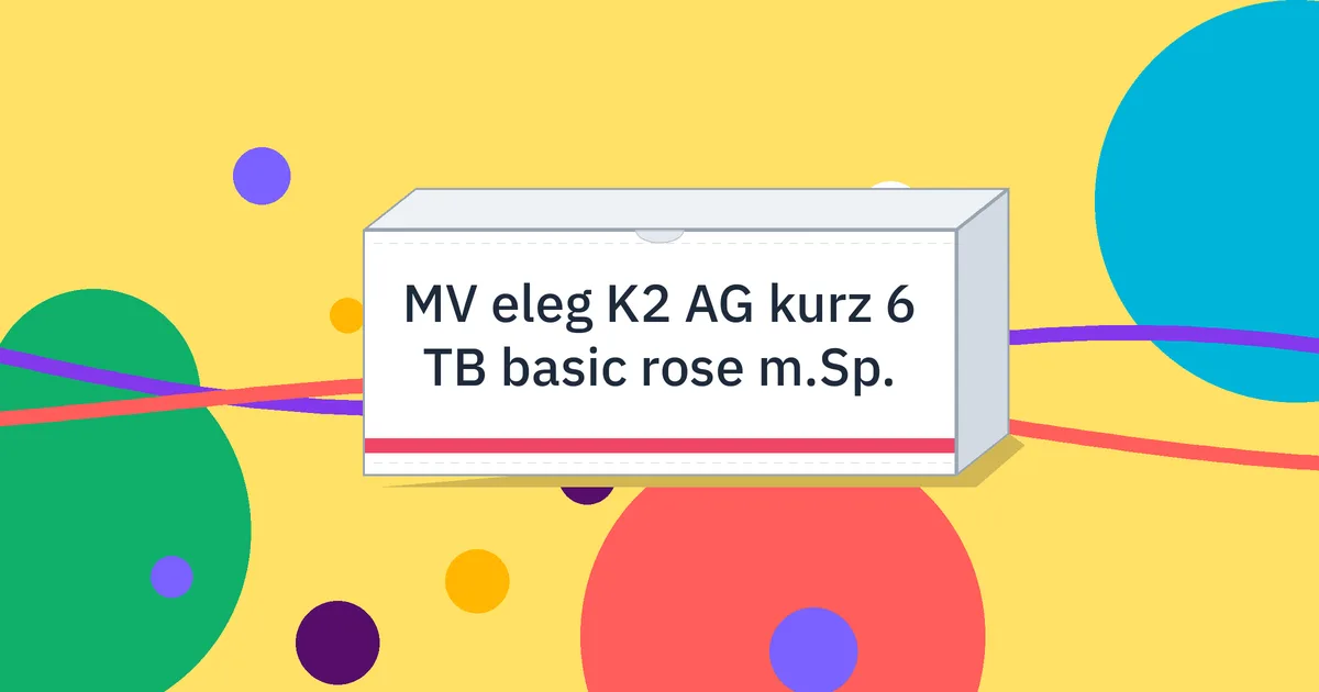 Symbolbild: Packung mit der Aufschrift MV eleg K2 AG kurz 6 TB basic rose m.Sp. (PZN 14698493) – Verfügbarkeit und Bezug in Apotheken in Frankfurt am Main