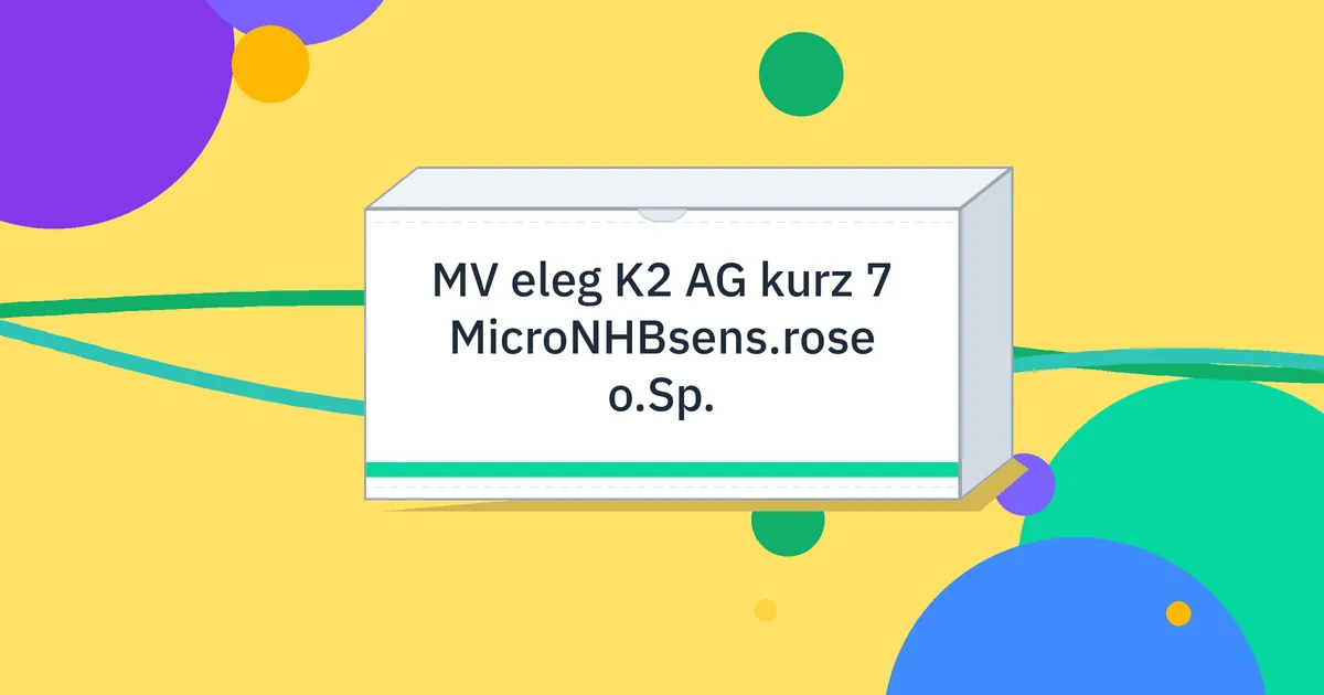 Symbolbild: Packung mit der Aufschrift MV eleg K2 AG kurz 7 MicroNHBsens.rose o.Sp. (PZN 15709572) – Verfügbarkeit und Bezug in Apotheken in Frankfurt am Main