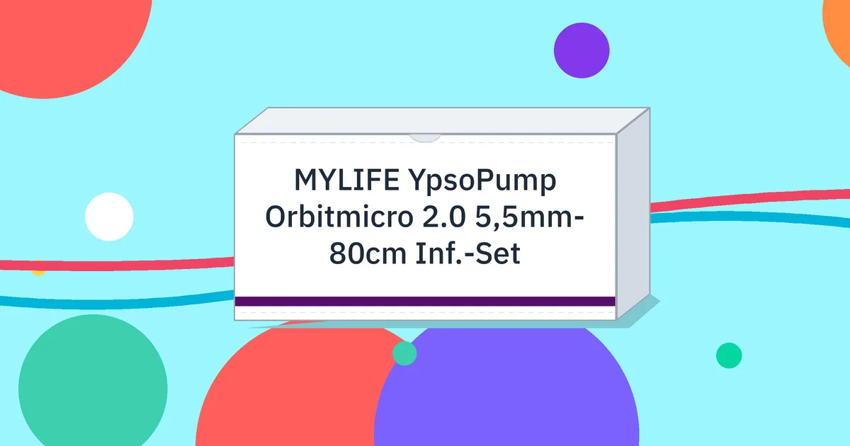 Symbolbild: Packung mit der Aufschrift MYLIFE YpsoPump Orbitmicro 2.0 5,5mm-80cm Inf.-Set (PZN 17587386) – Verfügbarkeit und Bezug in Apotheken in Frankfurt am Main