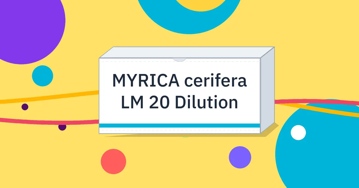 Symbolbild: Packung mit der Aufschrift MYRICA cerifera LM 20 Dilution (PZN 12957223) – Verfügbarkeit und Bezug in Apotheken in Frankfurt am Main