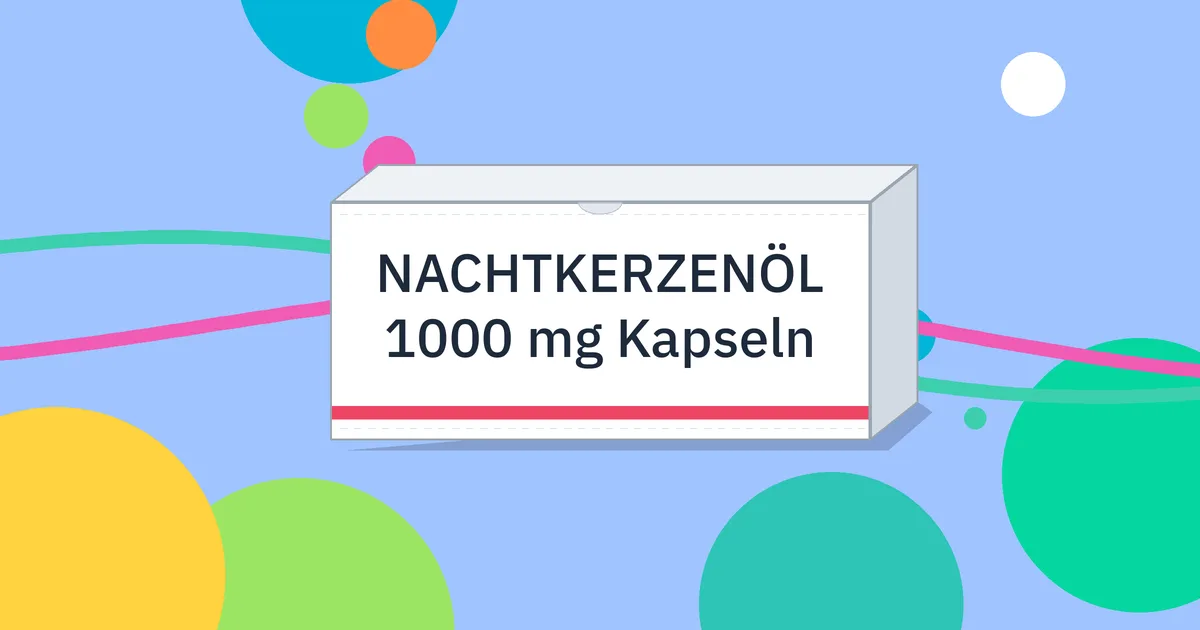 Symbolbild: Packung mit der Aufschrift NACHTKERZENÖL 1000 mg Kapseln (PZN 19228065) – Verfügbarkeit und Bezug in Apotheken in Frankfurt am Main