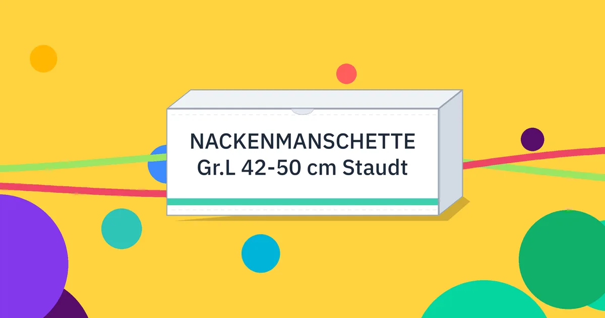 Symbolbild: Packung mit der Aufschrift NACKENMANSCHETTE Gr.L 42-50 cm Staudt (PZN 11152782) – Verfügbarkeit und Bezug in Apotheken in Frankfurt am Main