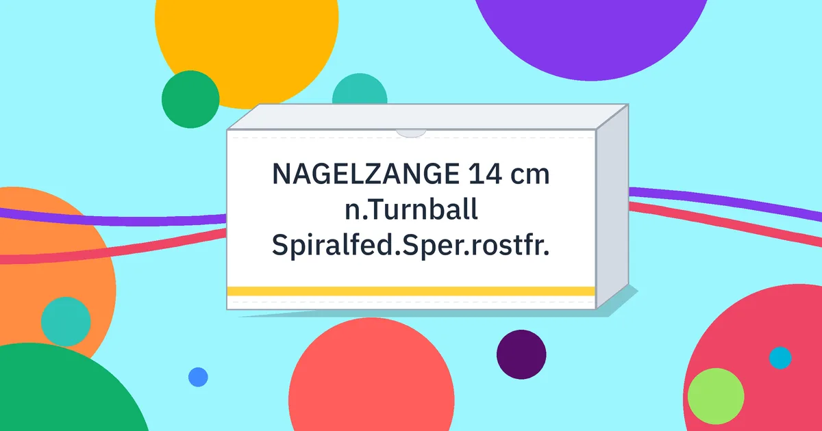 Symbolbild: Packung mit der Aufschrift NAGELZANGE 14 cm n.Turnball Spiralfed.Sper.rostfr. (PZN 12480353) – Verfügbarkeit und Bezug in Apotheken in Frankfurt am Main