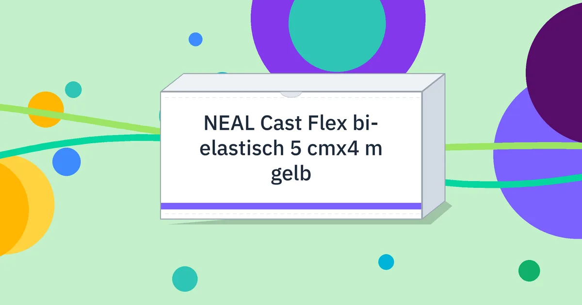 Symbolbild: Packung mit der Aufschrift NEAL Cast Flex bi-elastisch 5 cmx4 m gelb (PZN 19530812) – Verfügbarkeit und Bezug in Apotheken in Frankfurt am Main