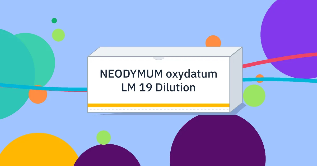 Symbolbild: Packung mit der Aufschrift NEODYMUM oxydatum LM 19 Dilution (PZN 13617794) – Verfügbarkeit und Bezug in Apotheken in Frankfurt am Main