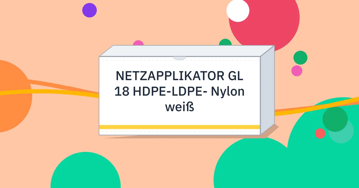 Symbolbild: Packung mit der Aufschrift NETZAPPLIKATOR GL 18 HDPE-LDPE- Nylon weiß (PZN 18111496) – Verfügbarkeit und Bezug in Apotheken in Frankfurt am Main