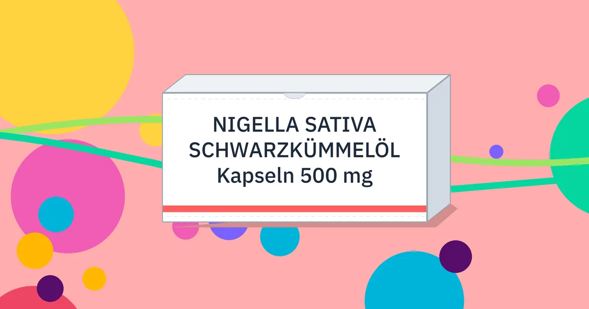 Symbolbild: Packung mit der Aufschrift NIGELLA SATIVA SCHWARZKÜMMELÖL Kapseln 500 mg (PZN 17296594) – Verfügbarkeit und Bezug in Apotheken in Frankfurt am Main