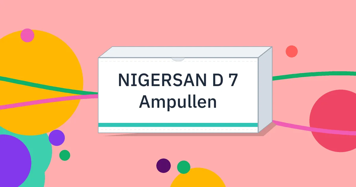 Symbolbild: Packung mit der Aufschrift NIGERSAN D 7 Ampullen (PZN 03206771) – Verfügbarkeit und Bezug in Apotheken in Frankfurt am Main