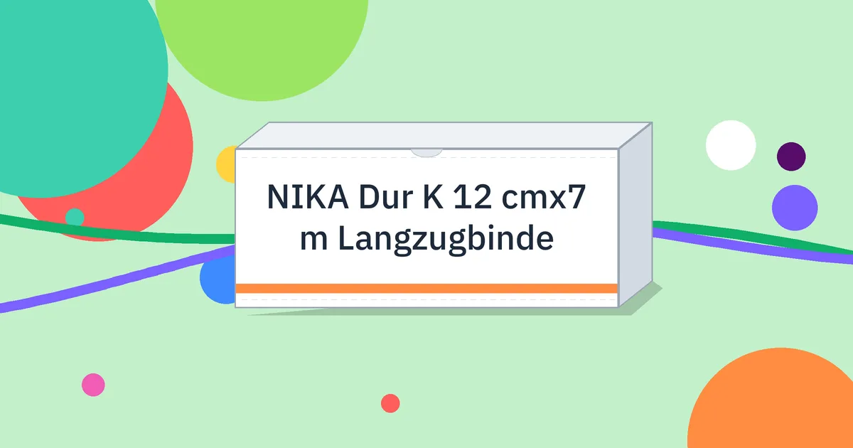 Symbolbild: Packung mit der Aufschrift NIKA Dur K 12 cmx7 m Langzugbinde (PZN 18171541) – Verfügbarkeit und Bezug in Apotheken in Frankfurt am Main