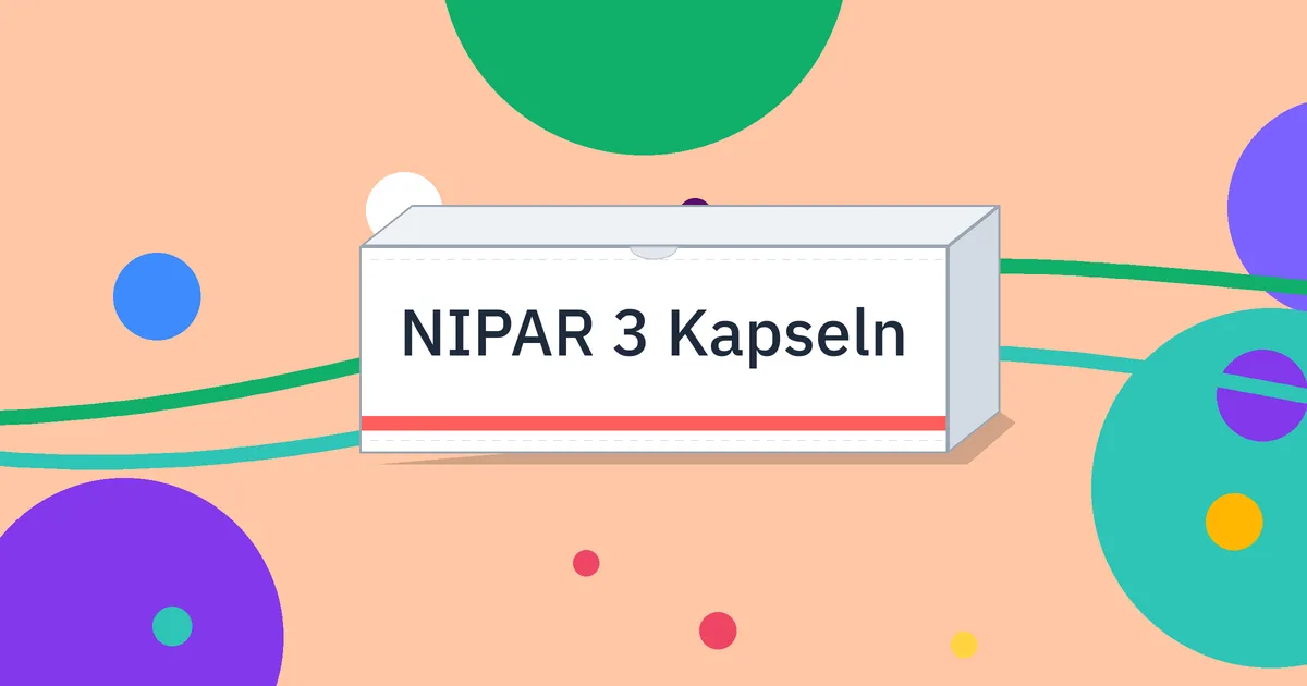 Symbolbild: Packung mit der Aufschrift NIPAR 3 Kapseln (PZN 12550680) – Verfügbarkeit und Bezug in Apotheken in Frankfurt am Main