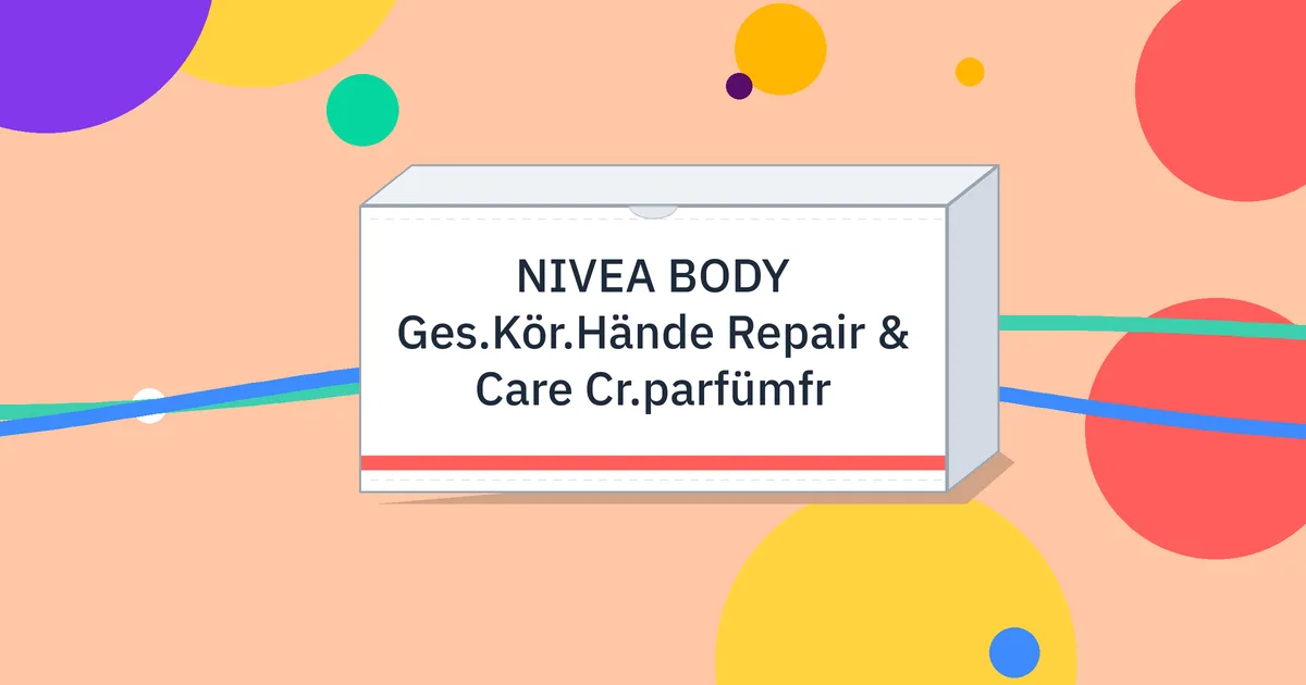 Symbolbild: Packung mit der Aufschrift NIVEA BODY Ges.Kör.Hände Repair & Care Cr.parfümfr (PZN 18912196) – Verfügbarkeit und Bezug in Apotheken in Frankfurt am Main