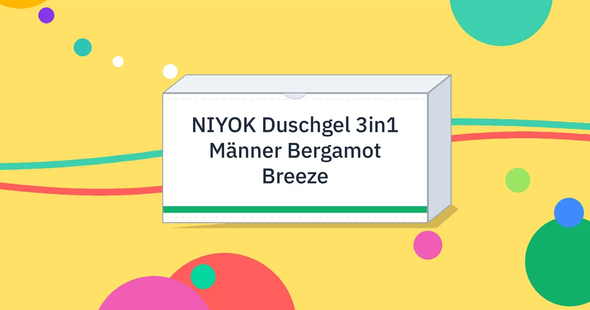 Symbolbild: Packung mit der Aufschrift NIYOK Duschgel 3in1 Männer Bergamot Breeze (PZN 20809548) – Verfügbarkeit und Bezug in Apotheken in Frankfurt am Main
